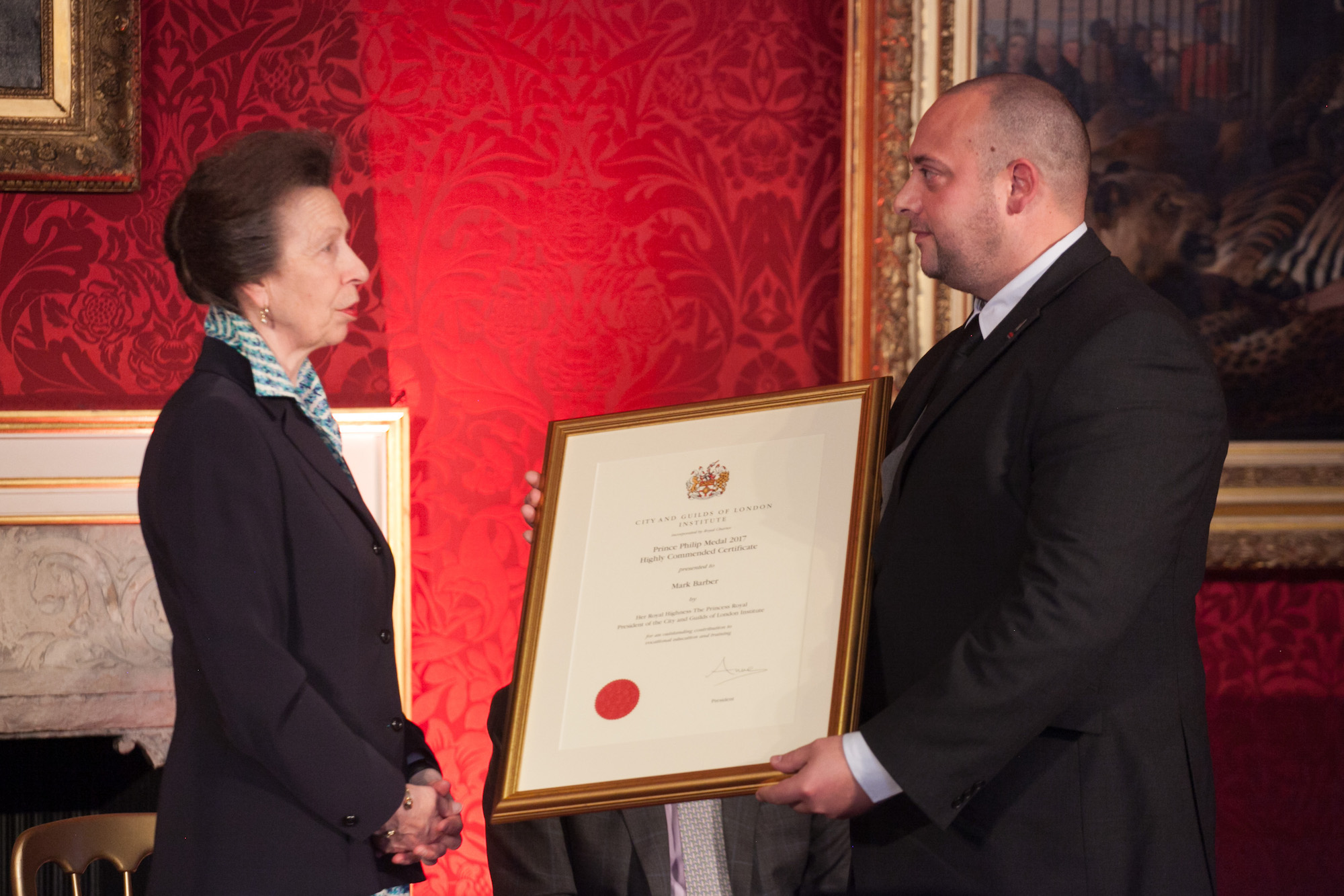 Her Royal Highness The Princess Royal presents Mark Barber of Securitas ...